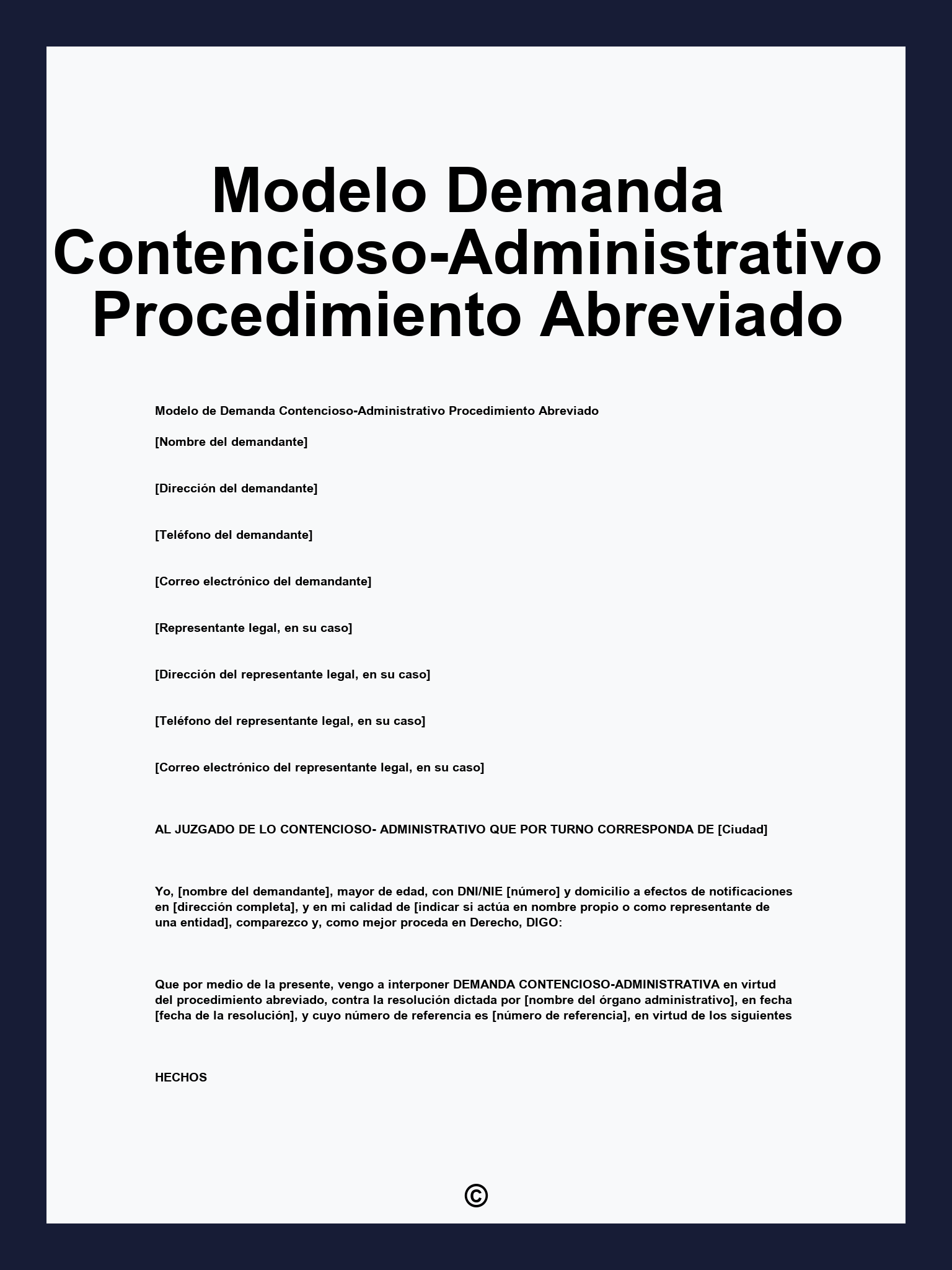 Modelo Demanda Contencioso-Administrativo Procedimiento Abreviado