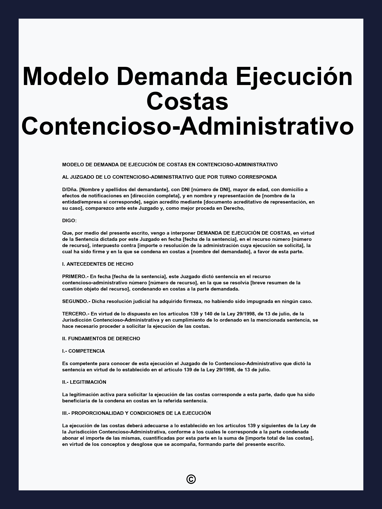 Modelo Demanda Ejecución Costas Contencioso-Administrativo