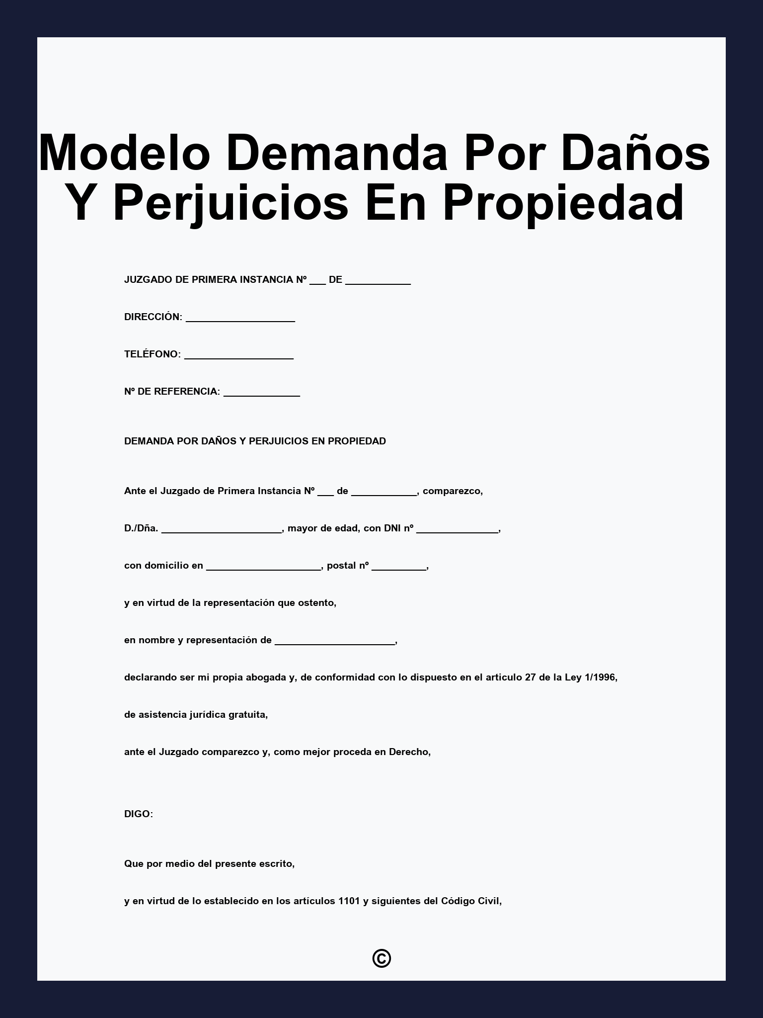 Modelo Demanda Por Daños Y Perjuicios En Propiedad
