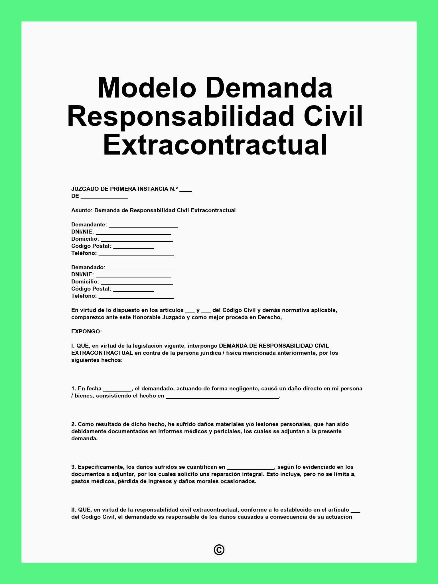 Modelo Demanda Responsabilidad Civil Extracontractual