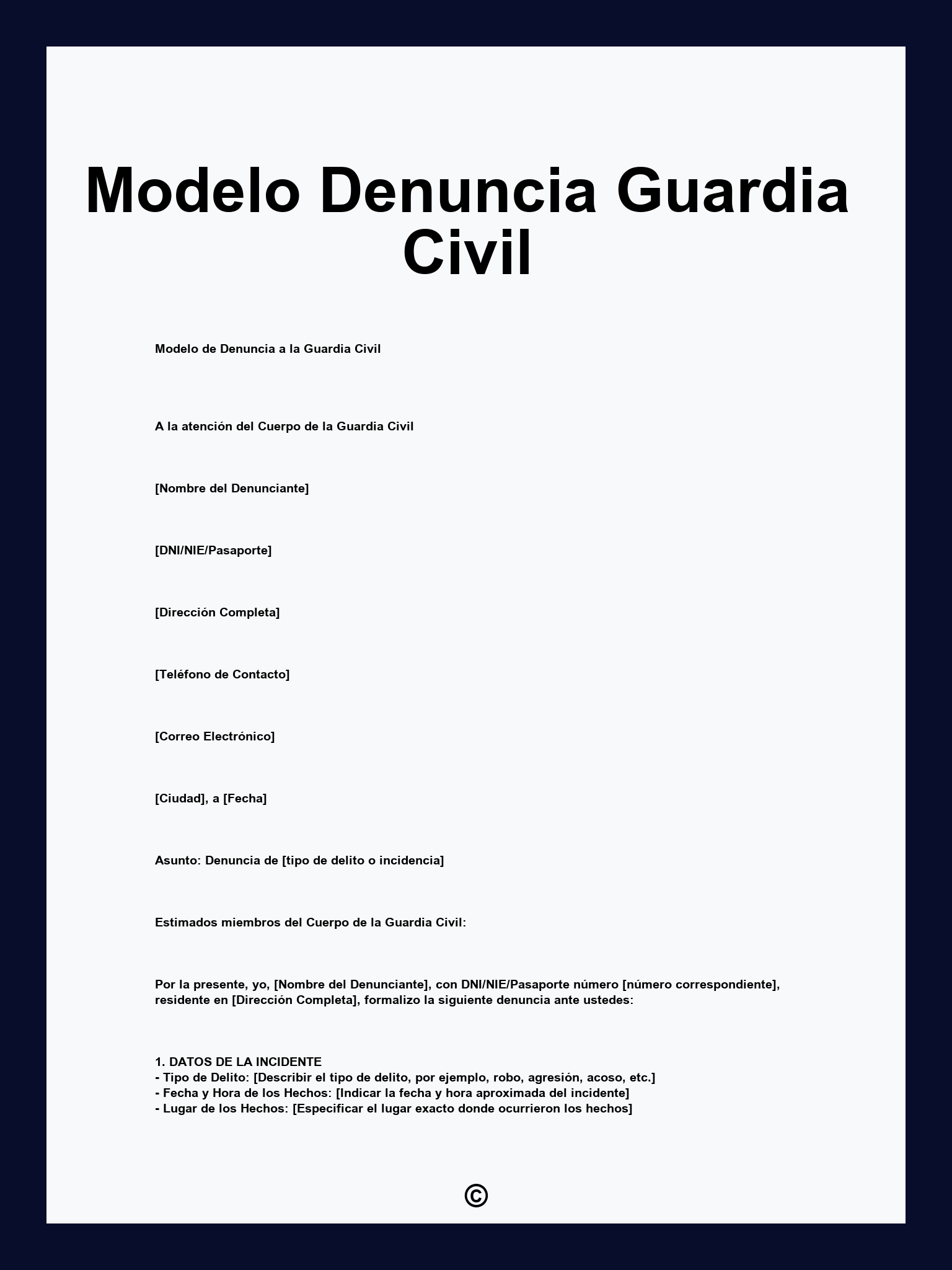 Modelo Denuncia Guardia Civil