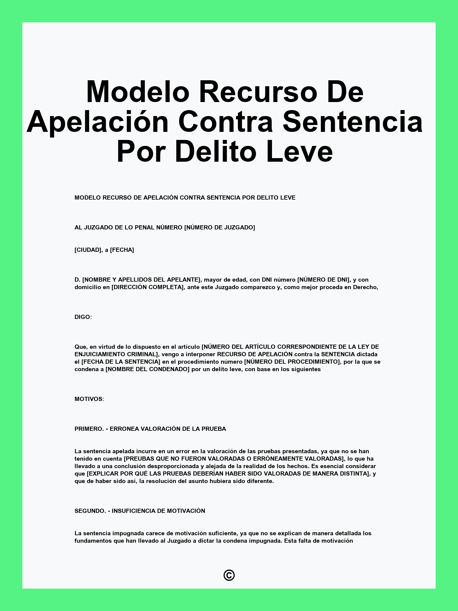 Modelo Recurso De Apelación Contra Sentencia Por Delito Leve